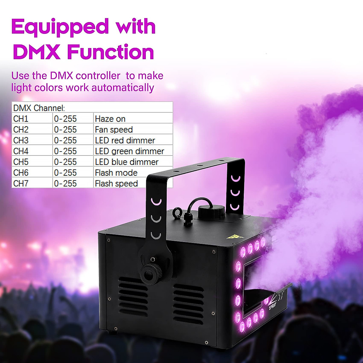 TCFUNDY 1500W Fog Machine with 16 LED Lights, Haze Machine 10000CFM with Timer Continuous Spray, Halloween Smoke Machine Stage Effect DMX Hazer, w/Remote Control, for Party Wedding Disco Performance