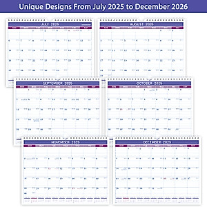 2025-2026 Wall Calendar - 2025-2026 Calendar, Jul.2025 - Dec. 2026, 11" x 8.5", 18 Monthly Calendar 2025-2026, Hanging Hook + Ruled Blocks - Purple