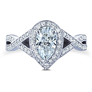 Kobelli Pear Moissanite Halo Crossover Engagement Ring 1 1/3 CTW 14k White Gold (DEF/VS, GH/I), 11