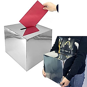 JC HUMMINGBIRD Shining Silver Large Envelope Party Gift Card Money Box Wishing Well 10"x10"