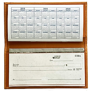 Bright Orange Basic Genuine Leather Checkbook Cover For Men & Women