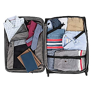 Travelpro Tourlite Softside Expandable Upright 2 Wheel Luggage, Lightweight Suitcase, Men and Women, Black, Checked-Medium 26-Inch