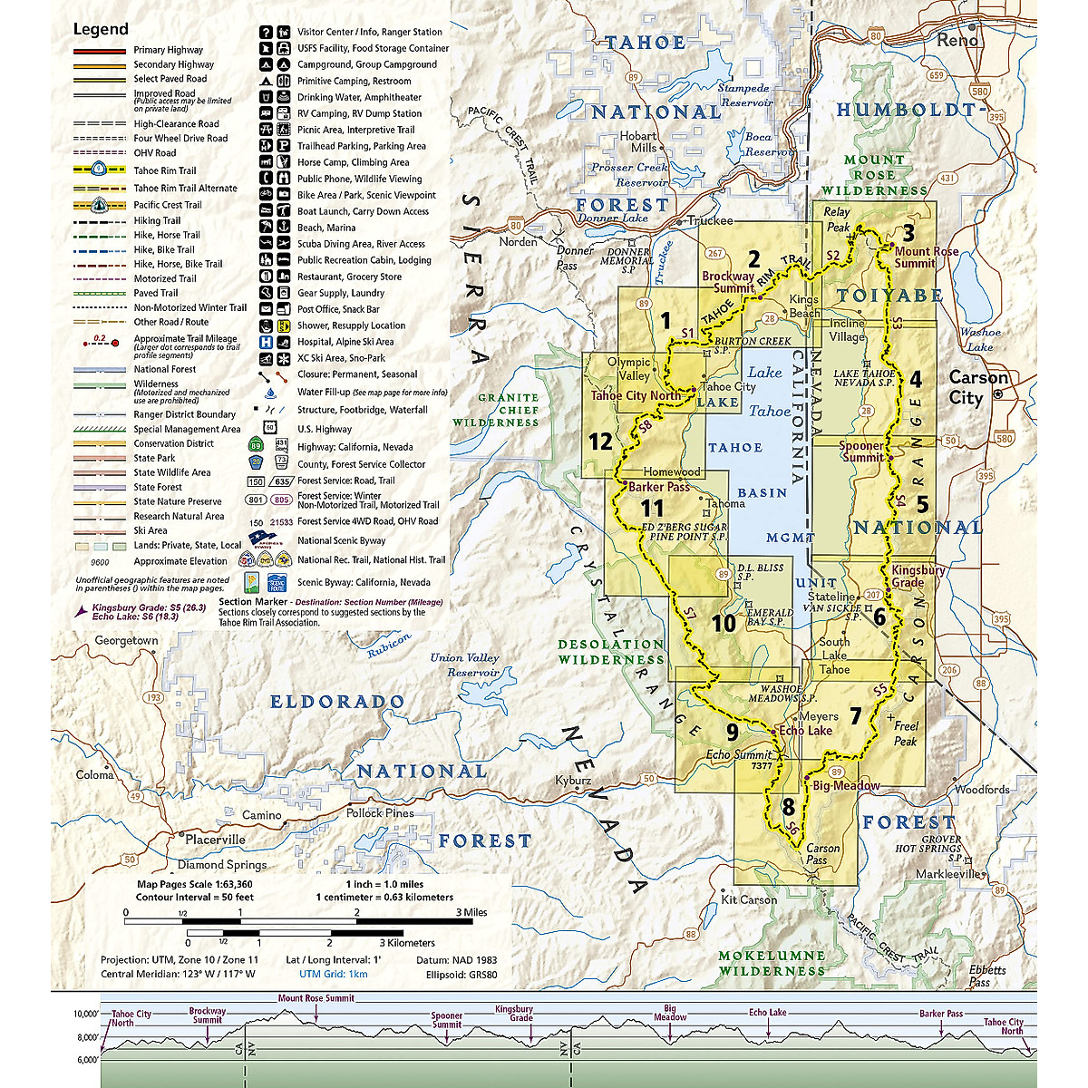 Tahoe Rim Trail Map (National Geographic Topographic Map Guide, 1013)
