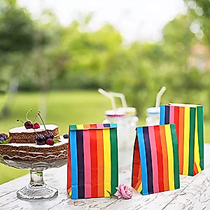 Cedilis 100 Pack Rainbow Party Favor Bags, Paper Goody Bag for Kids, Colorful Party Treat Bags for Chirstmas, Birthday, Baby Shower, Wedding, 5.1x 8.5 x 3.1IN