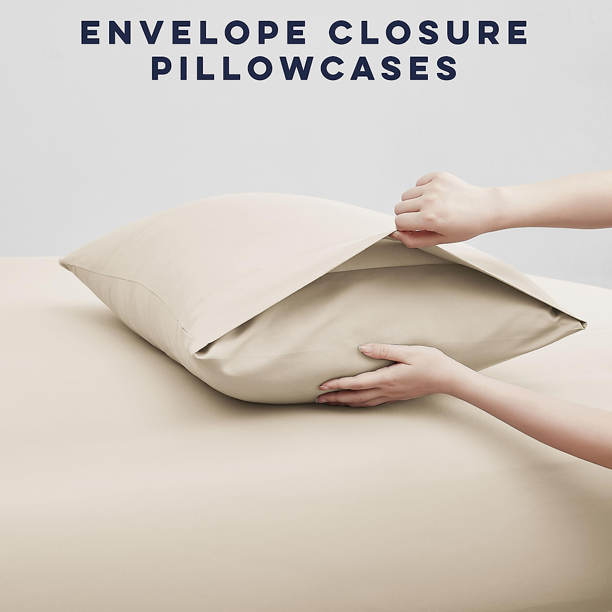 Casual Living Full Sheets Set 6 Piece Cooling Bed Sheets with 4 Envelope Pillowcases Soft Microfiber Deep Pocket Hypoallergenic Machine Washable Bedding Set for Guest or Master Bedroom, Full, Beige