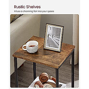 VASAGLE Side Tables Set of 2, Small End Table, Nightstand for Living Room, Bedroom, Office, Bathroom, Rustic Brown and Black ULET272B01