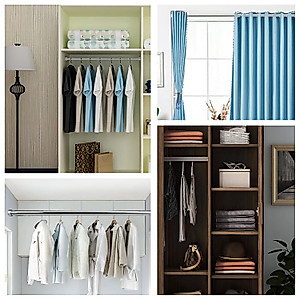 RHBLME 4 Pack Adjustable Closet Rod for Hanging Clothes, 12.2 to 20.1 Inch Stainless Steel Clothing Hanger Telescopic Rod, Heavy Duty Closet Hanging Rod Silver Closet Poles for Wardrobes