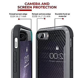 Nicexx Designed for iPhone 7 Plus | iPhone 8 Plus Case with Carbon Fiber Pattern, 12ft. Drop Tested, Wireless Charging Compatible - Black