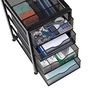 Mind Reader File Storage Drawers, Desktop Organizer, File Storage, Office, Metal Mesh, 10.25"L x 12.375"W x 16"H, Black