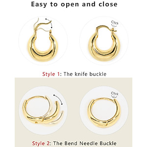 Adoyi 7 Pairs Gold Hoop Earrings Set for Women 14K Gold Plated Chunky Twisted Gold Hoops Set Hypoallergenic Small Big Large Huggie Hoop Earrings Pack for Women Gift Lightweight ball earrings