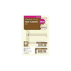 FILOFAX Calendar Insert Pocket Year Planner Cotton Cream (E) 2024