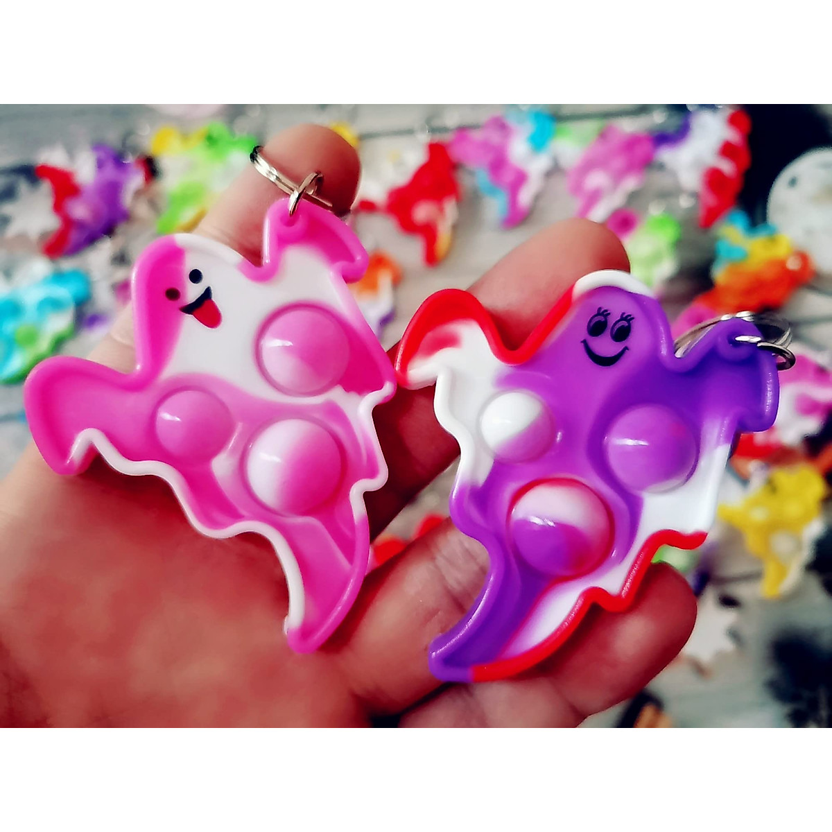 Roaqua Bulk 30 Packs Ghost Push Fidget Bubble Mini Pop Fidget for Teens and Kids,Small Birthday Halloween Party Favors Supplies and Classroom Student Prizes Gifts