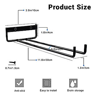 2Pcs Stemware Wine Glass Rack Wall Mountable, Metal Wine Glasses Holder Under Cabinet Organization, Hanging Wine Cup Display Stand for Cabinet Kitchen Bar (Black)