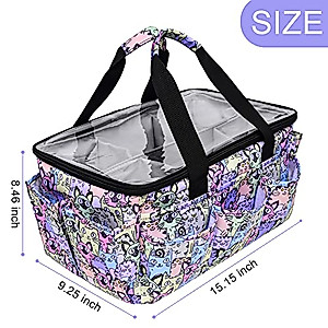 Multi-Functional Tote Bag Craft Bag Desktop File Folder Carrying Bag with Pockets for Art,Craft,Sewing,School, Travel, Daily Use,Office Cat