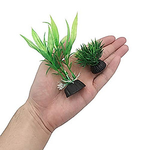 Smoothedo-Pets Aquarium Plants Fish Tank Decorations Small Size/10pcs Set Plastic Artificial Plant Goldfish Waterscape Fish Hides for Small Fish Tank/Bowl (10pcs-B-Set)