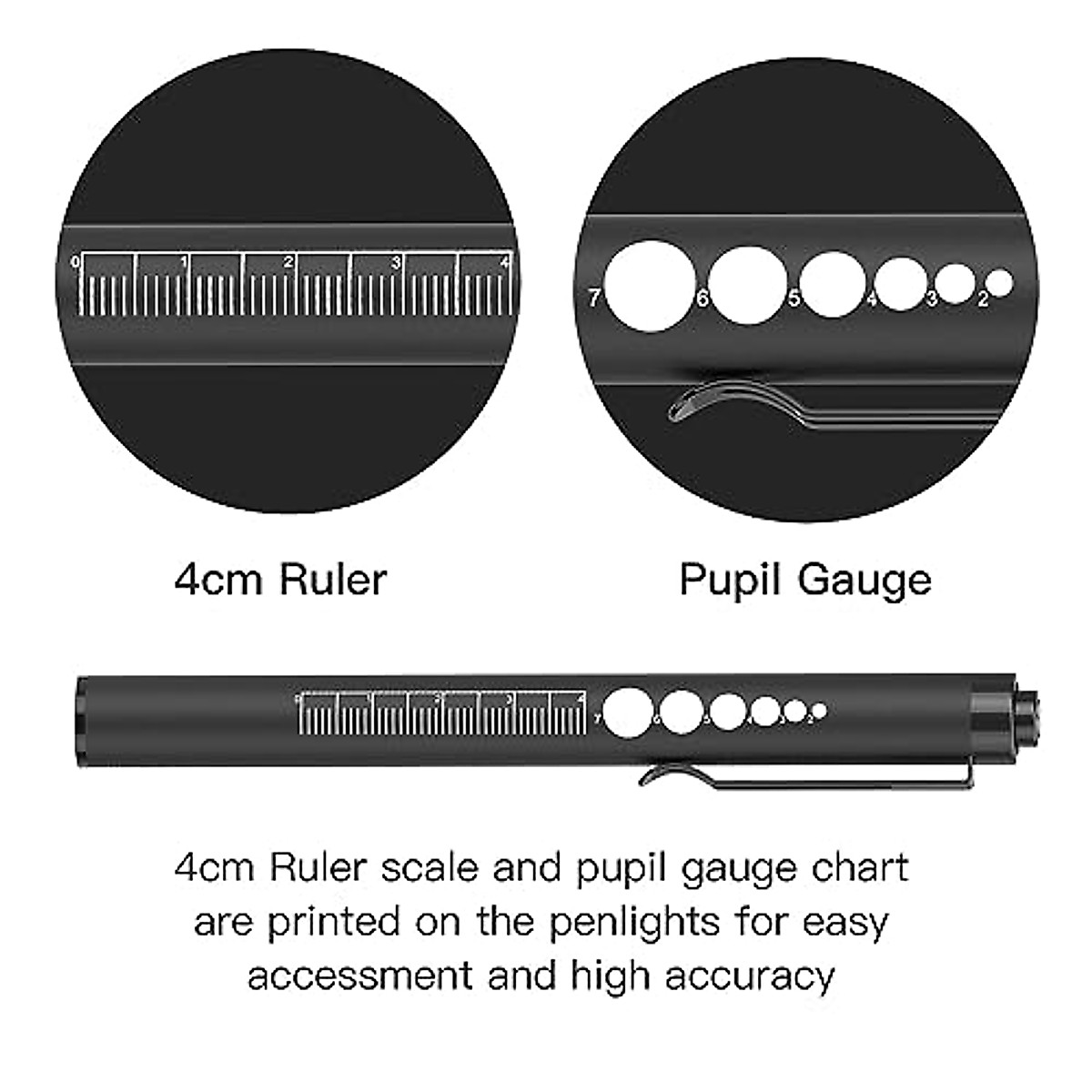 SEVENKA 2 Rechargeable Pen Lights with Pupil Gauge & Ruler, LED Penlights for Nurses Doctors, USB-C Rechargeable, Warm/White Light, Pocket Clip, Penlight Flashlights for Nursing Student