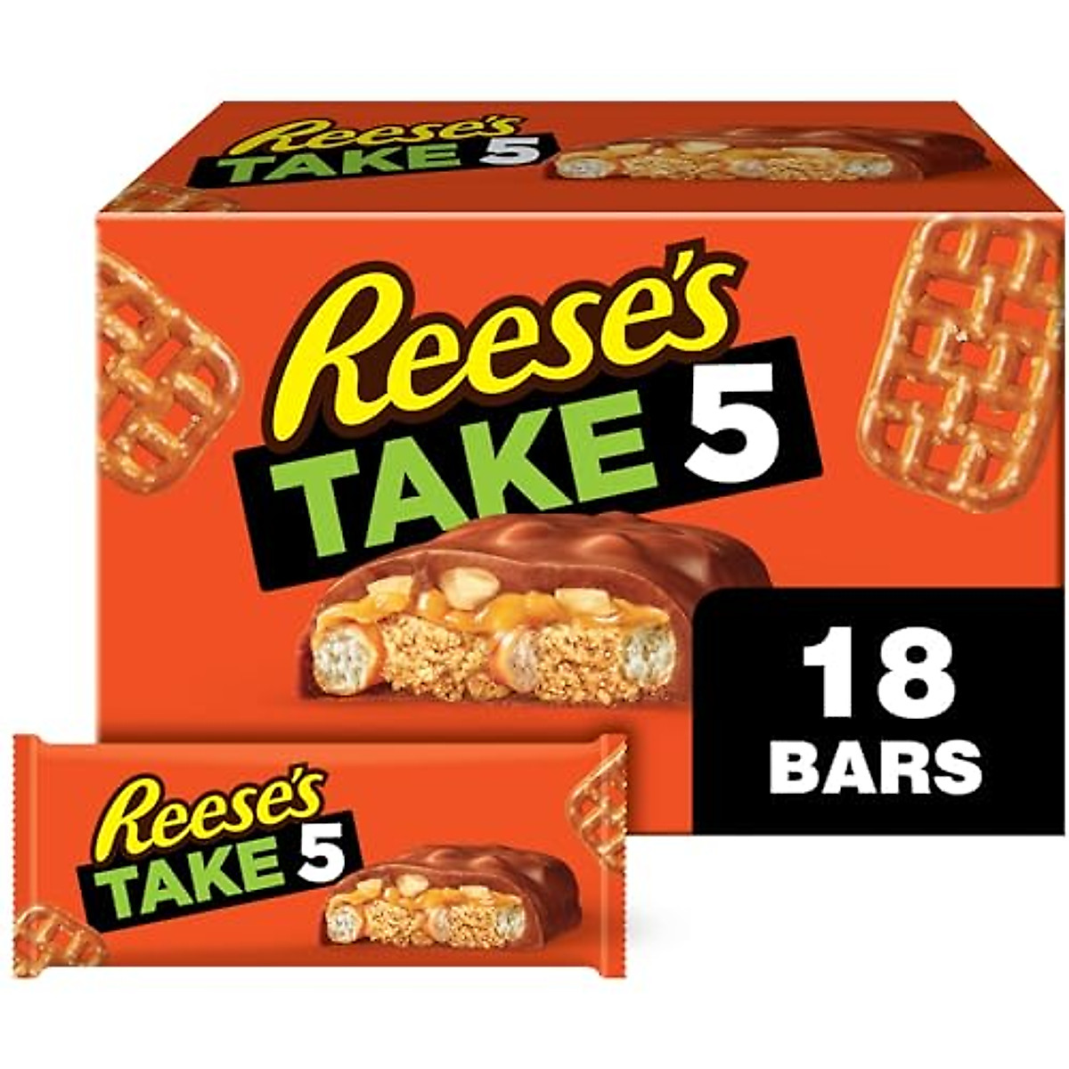 REESE'S TAKE 5 Pretzel, Peanut and Chocolate Candy Bars, 1.5 oz (18 Count)