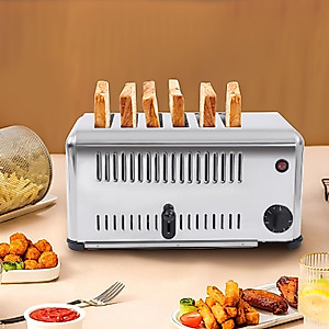 6 Slice Toaster, Stainless Steel, Upgrades Commercial Toaster with Wide Slots & Removable Crumb Tray - Toast, Meatloaf, Sandwiches, Bagel, 110V