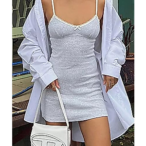 Women Y2k Floral Spaghetti Strap Short Dress Low Cut Bodycon Mini Dress Sleeveless Cami Dress Summer Streetwear G-Blue