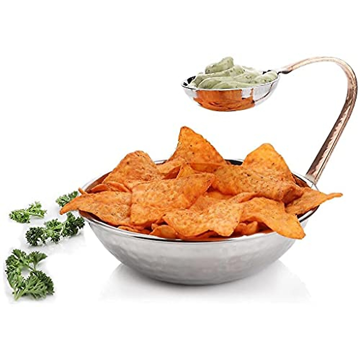 Generic Chip and Dip Two Pieces Family Size Serving Tray, Fruit, Salad, Appetizer Decorative Dish Set. Stainless Steel Snacks Bowl, Nacho Kitchen Set. Shrimp, Fruit, Salad, Taco Party Platter.