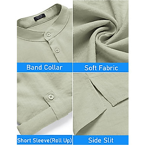 COOFANDY Linen Sets For Men 2 Pieces Henley Shirt Short Sleeve and Shorts With Pockets Sets Beach Yoga Matching Outfits