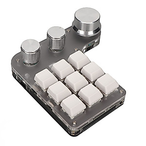 Acogedor Mini 9 Key Keypad, Mechanical Gaming Keyboard with RGB Backlit, DIY Programming Macro Copy Paste Keyboard, for Windows (White)