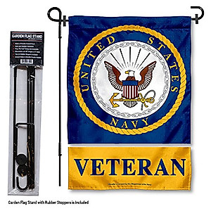 Navy Veteran Garden Flag with Stand Holder