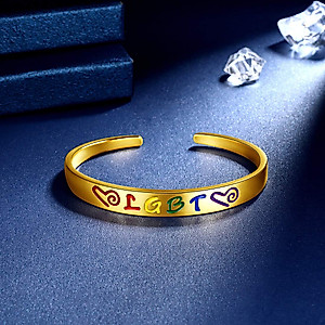 beautlace LGBT Bracelets 18K Gold Plated Gay & Lesbian Pride Bracelet Charm Jewelry for Men and Women KB0006Y