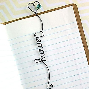Personalized Unique Name Bookmark with Heart and Bead