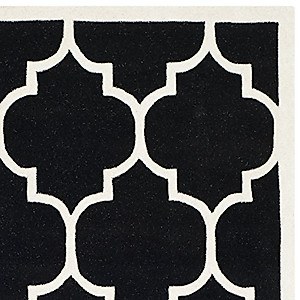 SAFAVIEH Chatham Collection 3' x 5' Black/Ivory CHT733K Handmade Geometric Premium Wool Area Rug