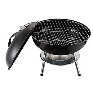 J&V TEXTILES BBQ Round Grill, 14 Inch Portable Charcoal Grill, Lightweight Grill for Barbecue Party, Dual Vents for Temp & Charcoal Control