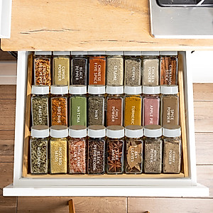 Laramaid 4oz 48Pack Glass Jars with 304 Minimalist White Premium Spice Labels, White Plastic Shaker Lid Dispenser, Black Chalk Marker, Cleaning Brush and Collapsible Silicone Funnel