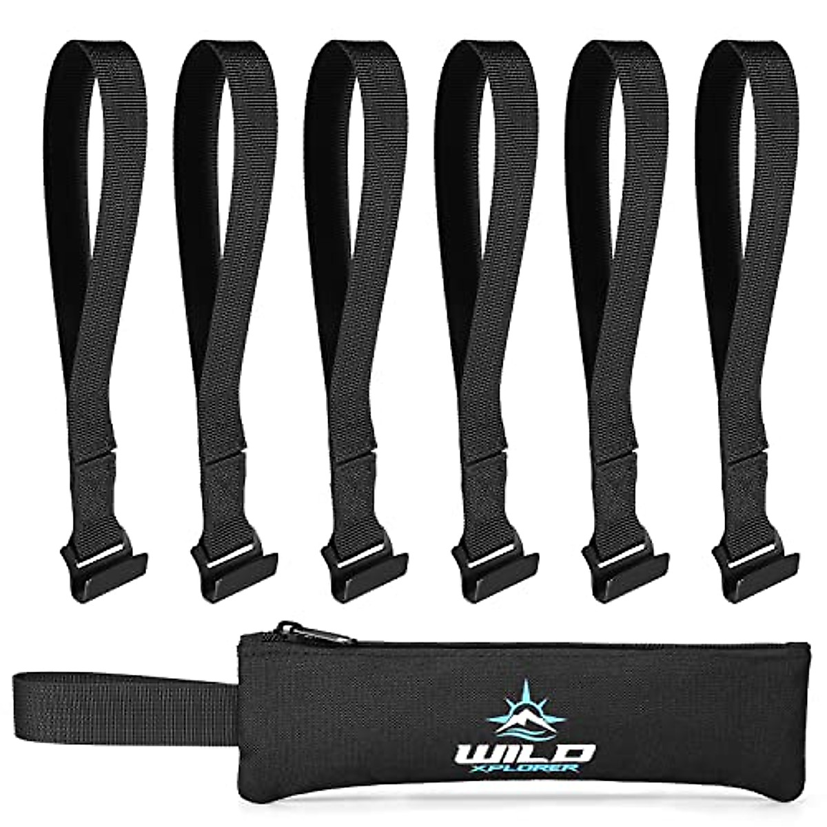 WildXplorer Rooftop Cargo Tie Down Hook Straps for Securing Any Car Roof Bag, Cargo Carrier or Car Top Carrier. Attach to Door Frame, No Roof Rack Required. Suitable for a 4 Door Car, SUV, Jeep, Truck
