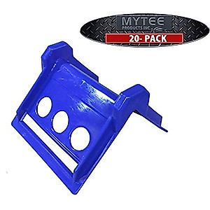Mytee Products (20 Pack V Shaped Board 4" Blue Plastic Corner Edge Protectors for Cargo Loads | Tie Down Strap Guard for Winch, Ratchet Straps on Flatbed Trailers | V-Style Tie Downs Edge Protectors