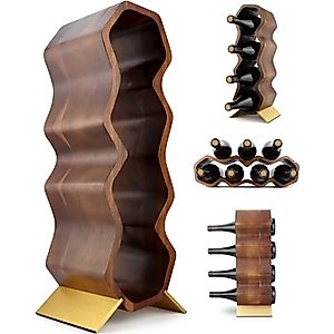 Gusto Nostro Wood Wine Rack, 7 Bottle, 2 Tier Wooden Countertop Free Standing Shelf - Bottle Holder Stand for Home Bar Tabletop, Cabinet Inserts, Kitchen, Wine Cellar Storage (Acacia)