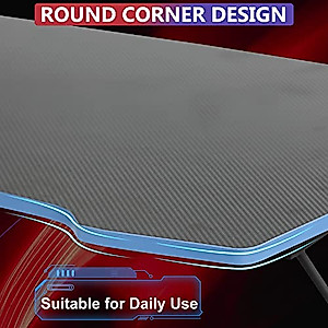 Yewuli 39.4'' Gaming Desk Computer Desk Gaming Table Z Shaped Gaming Workstation Pc Gamer Desk Small Computer Desk Adjustable Height with Headphone Hook, Blue