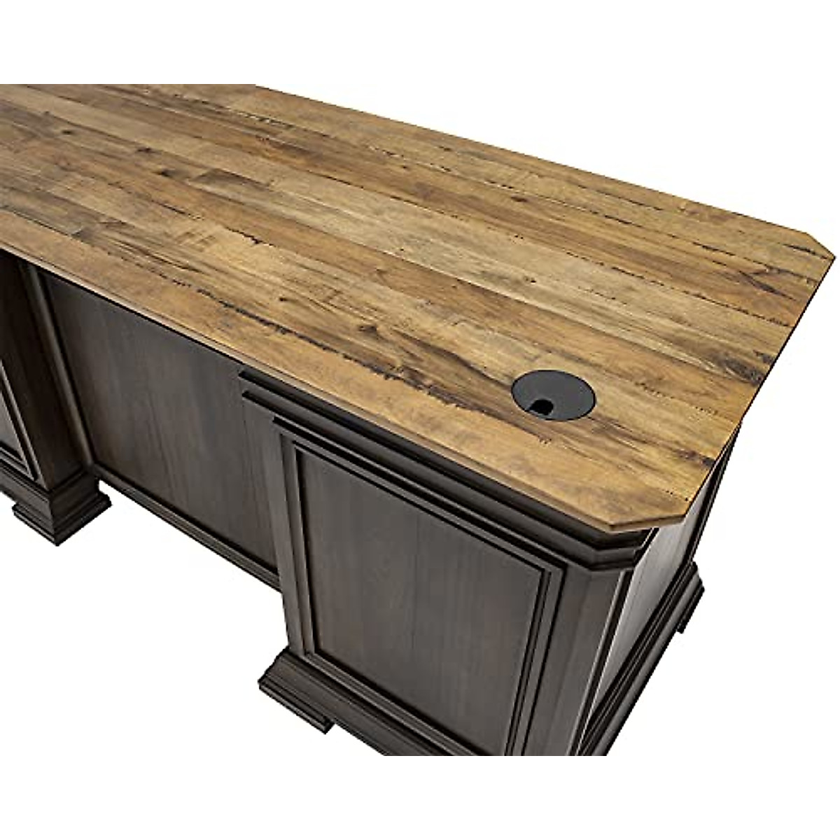 Martin Furniture IMSA684R-KIT Executve L-Desk & Return with Solid Wood Plank Tops, Fully Assembled, Brown