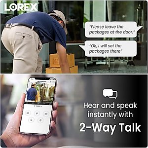 Lorex 2K Wi-Fi Floodlight Camera with Adjustable LEDs, Smart Motion Detection, 2-Way Talk, Color Night Vision, White