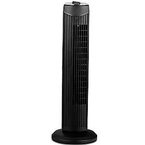 COSTWAY Tower Fan, 28-Inch Oscillating Tower Fan, Quiet Cooling Whole Room Bladeless, 3 Speed, 3 Wind Mode, Oscillating Tower Fan for Bedrooms, Living Rooms, Kitchen (Black)
