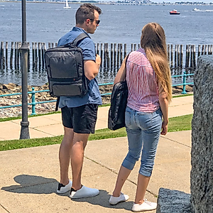 ONLI TRAVEL Revolution™ Expandable Daypack: Opens flat like a suitcase - expands into a weekender bag - hidden sling below for yoga mat or sleeping bag (Black)