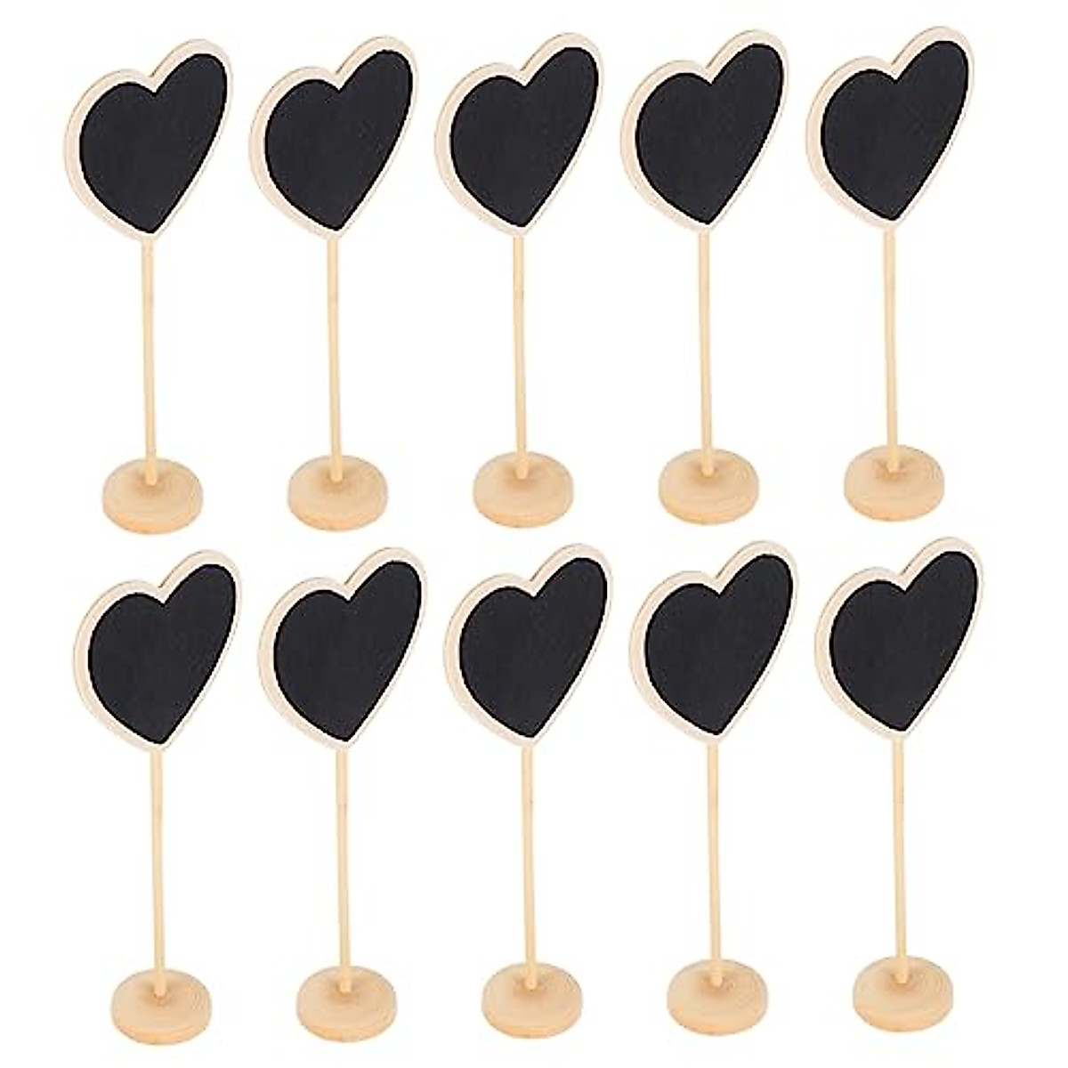 STOBOK 50 Pcs Message Board Wooden Blackboards Heart Chalkboard Chalk Board Name Plates Chalk Boards for Tables Mini Blackboard Sign Removable Name Heart Plates Memorandum Detachable
