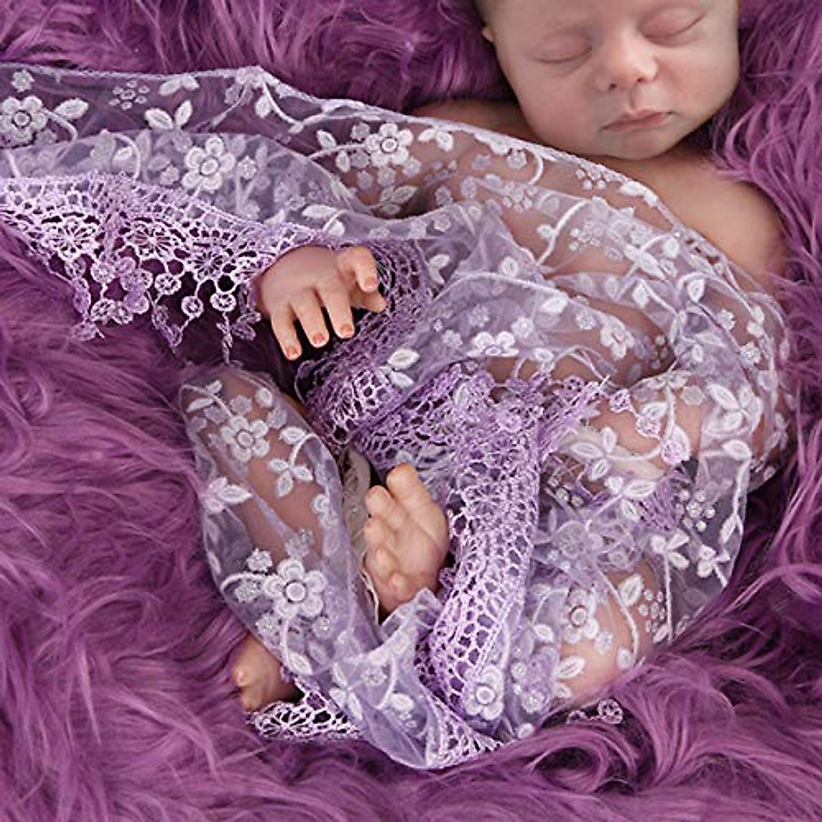 Camidy Baby Photo Props,3pcs Baby Fluffy Blanket + Newborn Wrap + Flower Headband Set Boys Girls DIY Photography Outfits