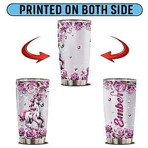 Personalized Horse Gifts for Girls, Women, Insulated Stainless Steel Coffee Cup, Travel Mug, Tumbler, Water Bottle, Gift for Horses Lover, Christmas, Birthday, Mother's Day, Valentine