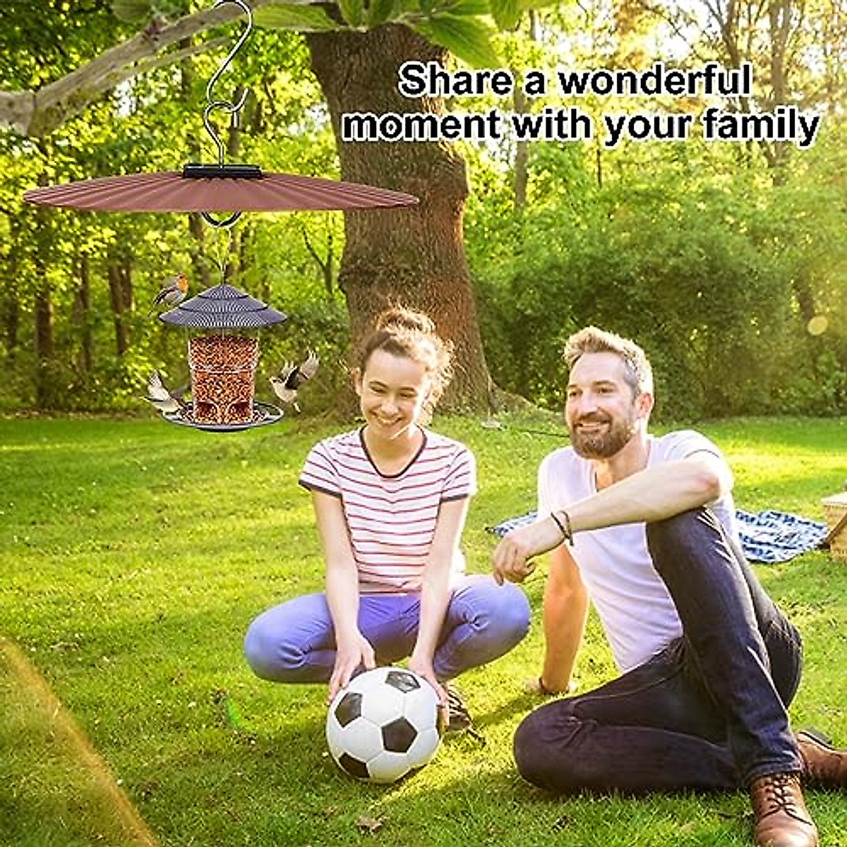 Bird Feeder Baffle with Solar Lamp, Wide Diameter Hummingbird Feeders Covers,Weather Guard Protect Feed from Sun and Bird Seed Dry,for Hanging Bird Feeders Guard-13inches