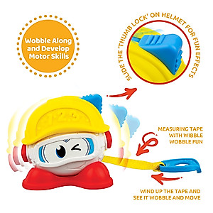 KiddoLab Kids Tape Measure - Pretend Paly Toys for Babies 6-12 Months - Wibble Wobble Toy with Pull String & Lock - Early Developmental Fine Motor Skills 12-18 Months Baby Toys