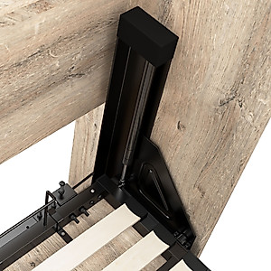 Bestar Pur Queen Murphy Bed and Shelving Unit with Drawers, 90-inch Space-Saving Sleeping Arrangement in Rustic Brown