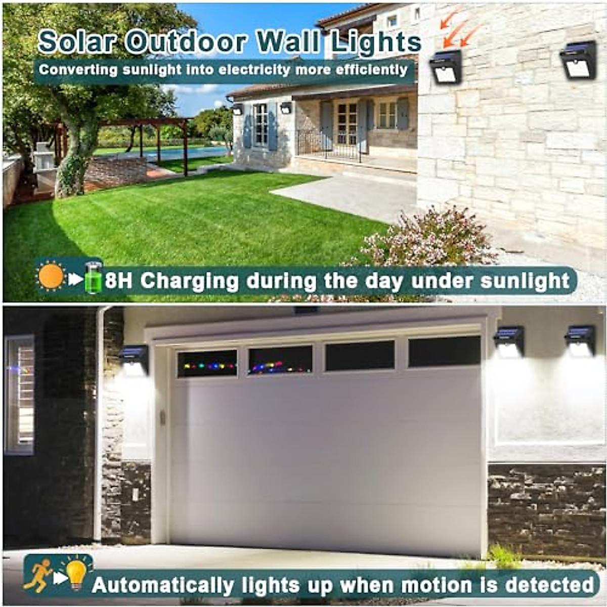 Luposwiten Solar Outdoor Lights Waterproof - Super Bright Motion Sensor Outdoor Lights Easy to Install Solar Lights for Outside, Front Door, Yard, Garage, Garden, Patio, Deck (4 Pack)