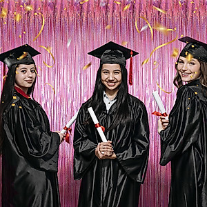 WD&CD Pink Tinsel Foil Curtains, 3 Pack 3.3x6.6 ft Pink Streamers Glitter Foil Fringe for Party Decoration, Birthday Decoration, Wedding Decoration, Graduation Decoration, Baby Shower Decoration