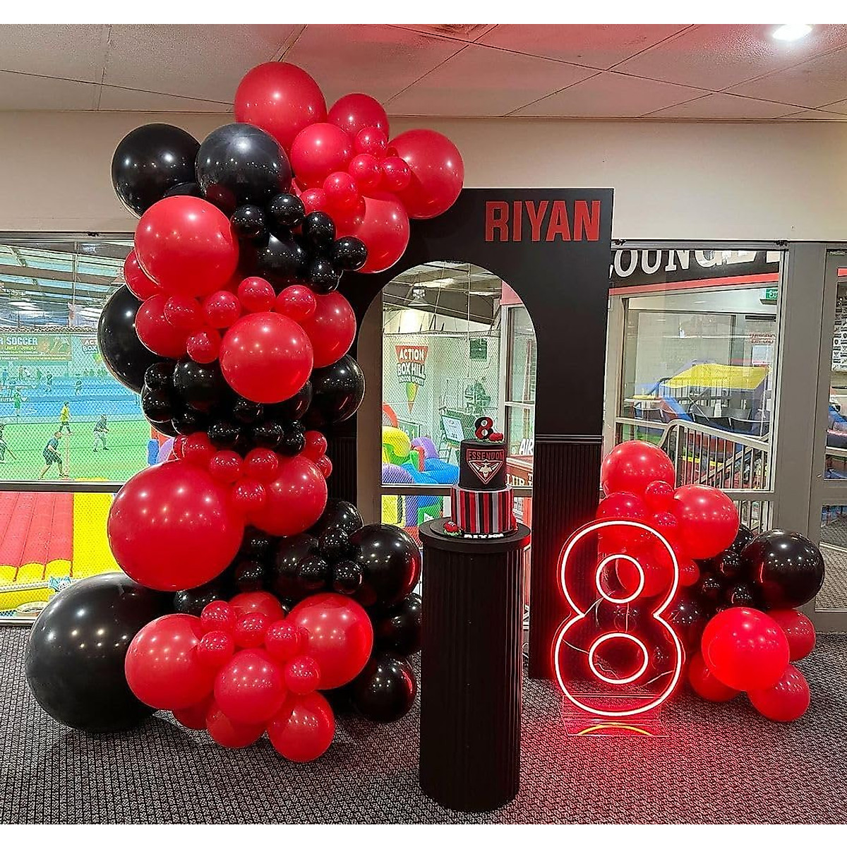 HKYOOD Red and Black Balloons - 90Pcs 12 inch Red and Black Latex Balloons with Confetti Balloon for Birthday Wedding Baby Shower Anniversary Graduation Prom Casino Themed Party