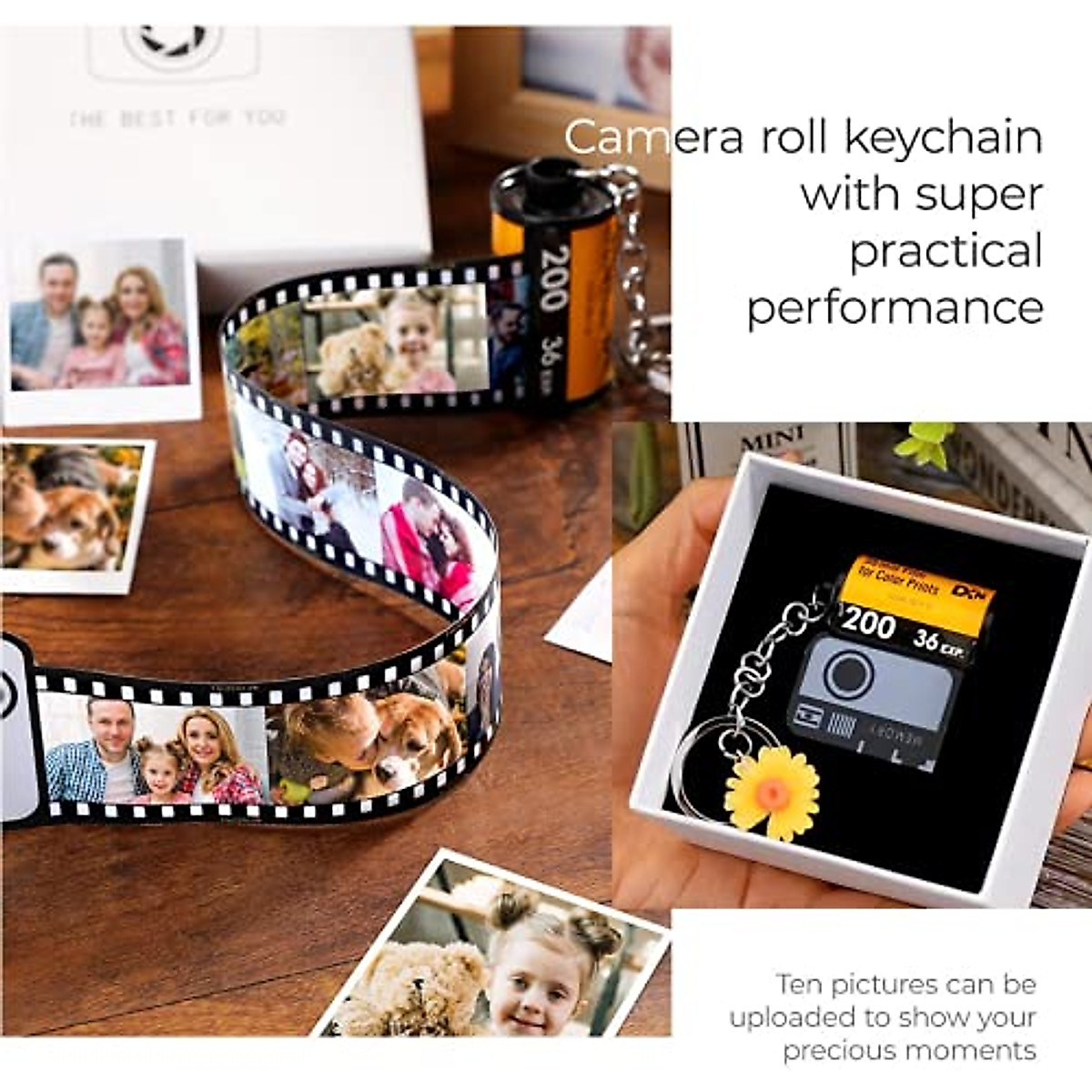 SOUFEEL Film Roll Keychain Customized Keychain with Picture Personalized Camera Memory Reel Gifts